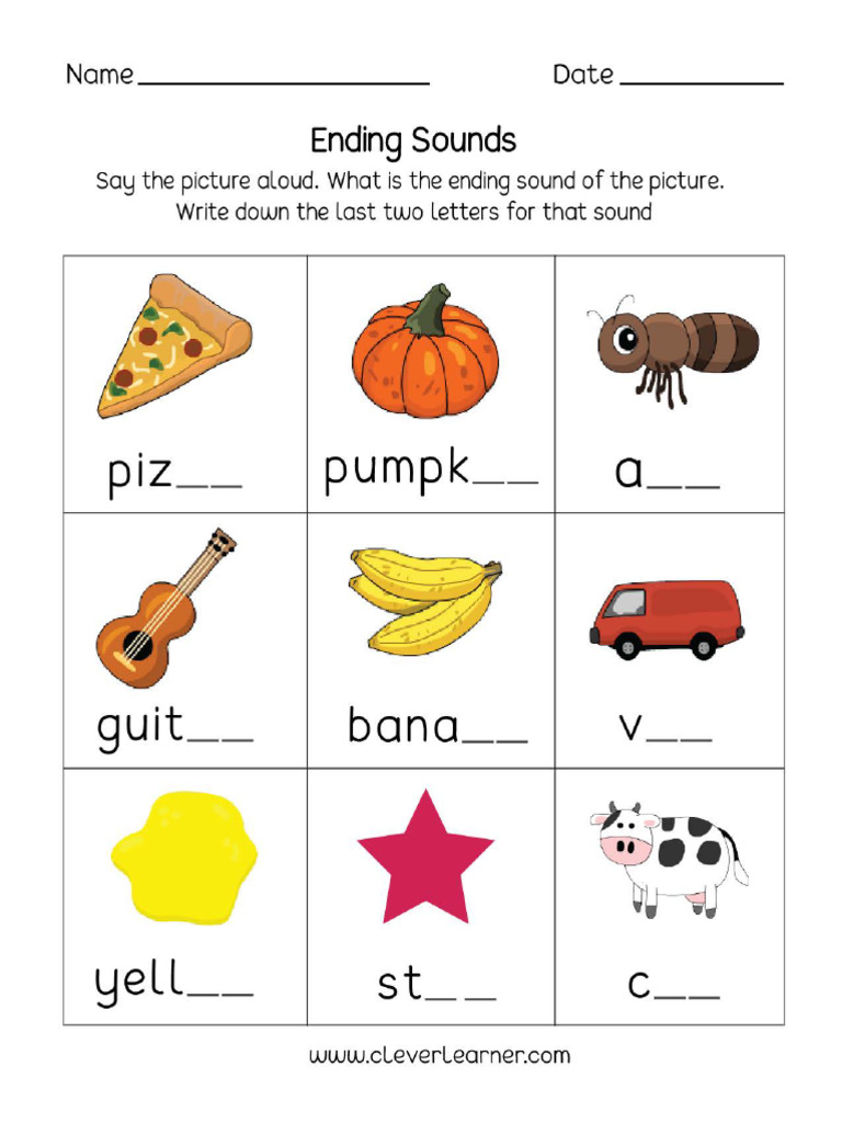 Ending Sounds Activity For Preschool 14e | PDF | Games & Activities ...