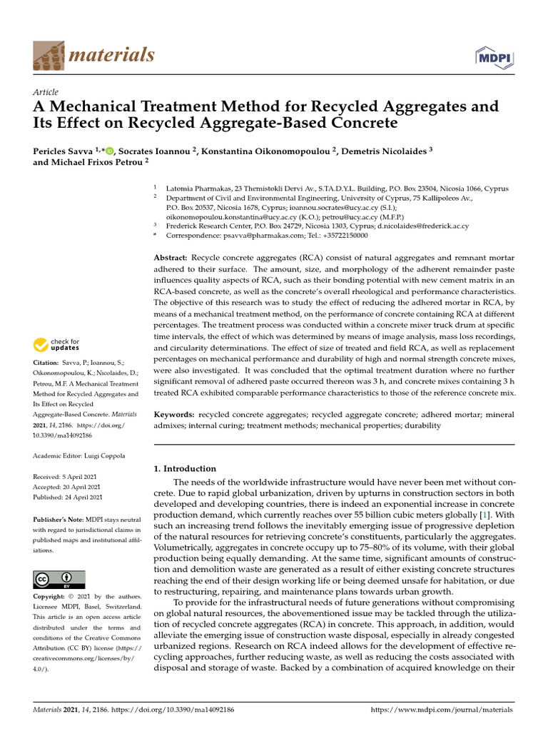 A Mechanical Treatment Method For Recycled Aggregates and Its Effect ...