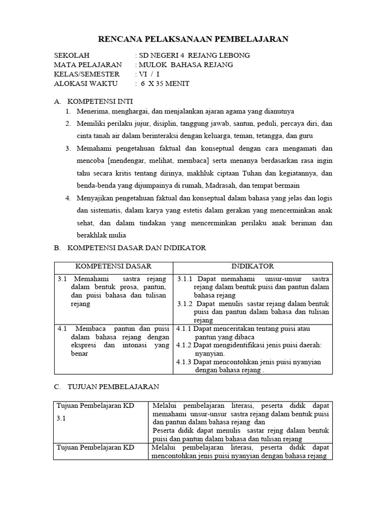 RPP Kls 6 (k13) SMTR 1 Dan 2 | PDF