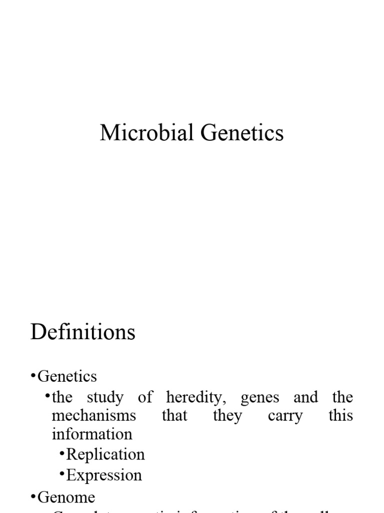Microbial Genetics | PDF | Dna | Gene
