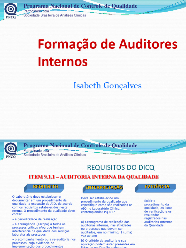 Formação de Auditores Internos - Dra. Isabeth Gonçalves | PDF ...
