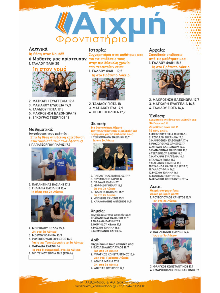 ΦΥΛΛΑΔΙΟ ΕΠΙΤΥΧΙΩΝ | PDF