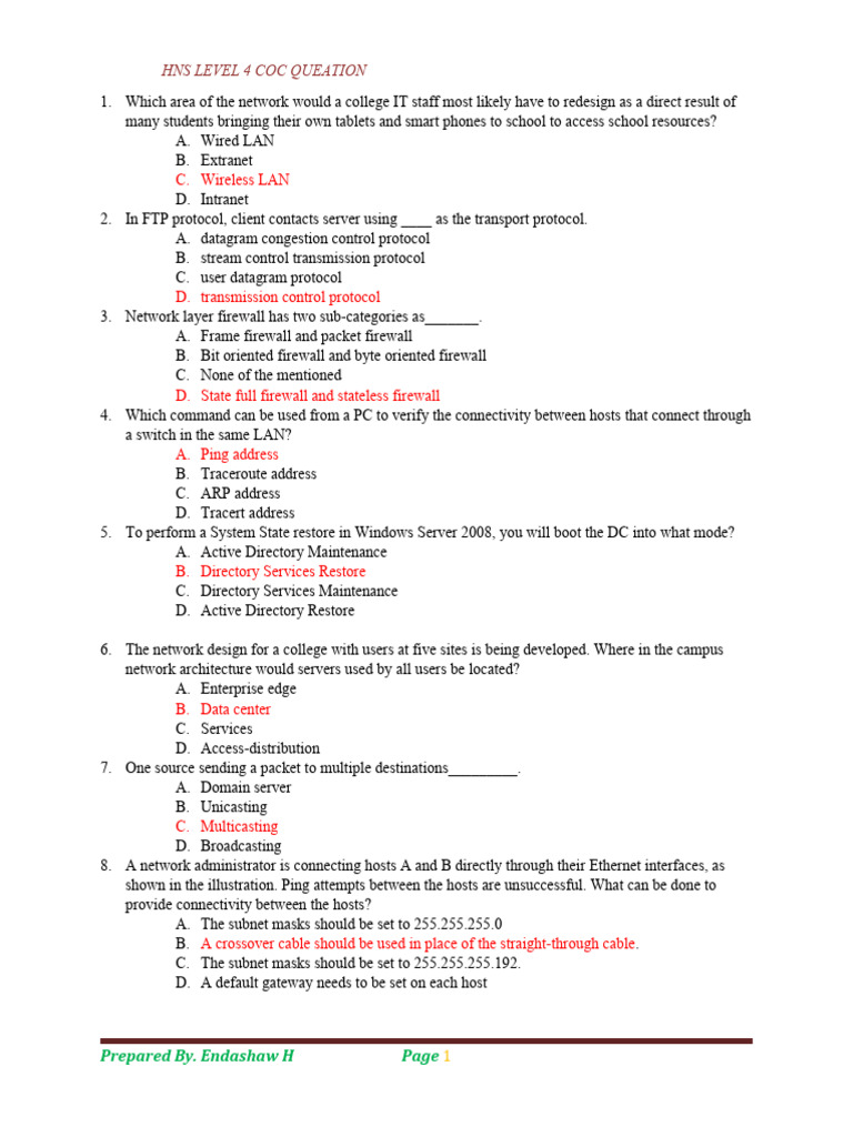 Network Admin Exam Prep | PDF | Computer Network | Internet Protocol Suite