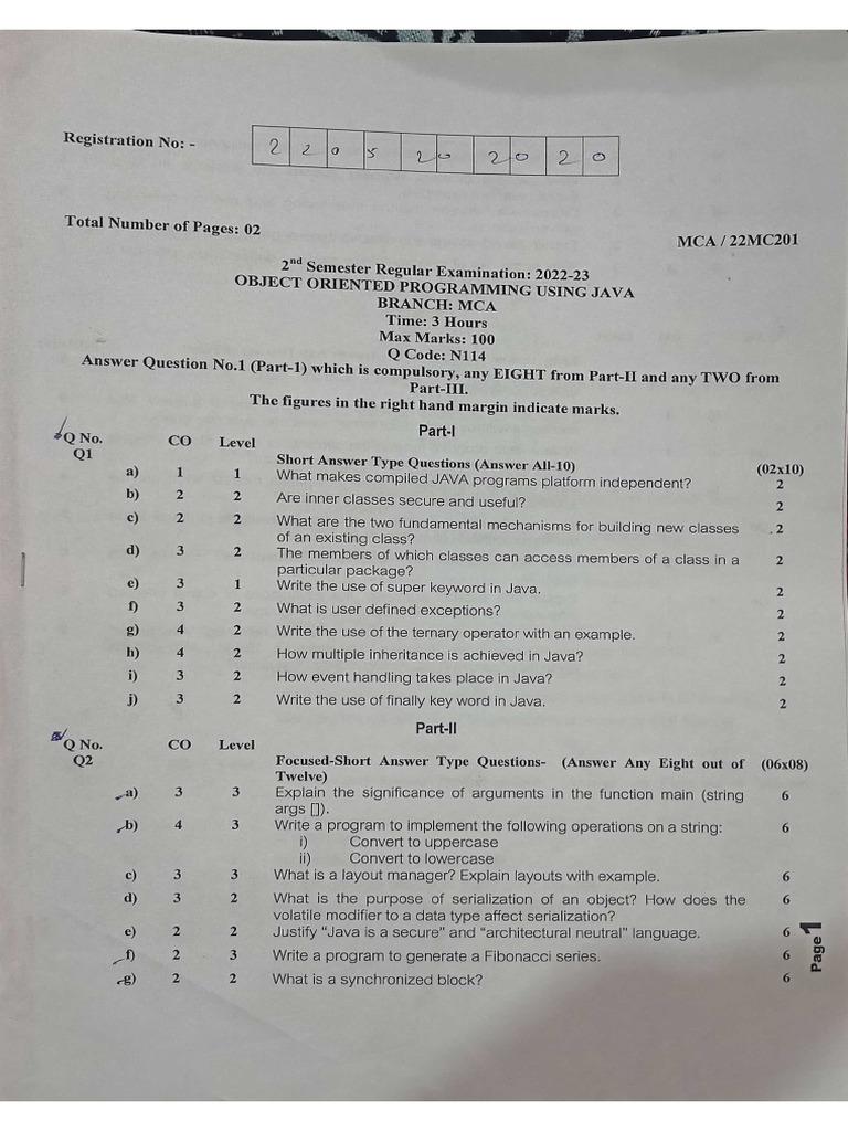 2nd Sem. Questions Paper | PDF