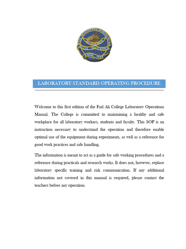 SOP_Labs | PDF | Gel Electrophoresis | Laboratories