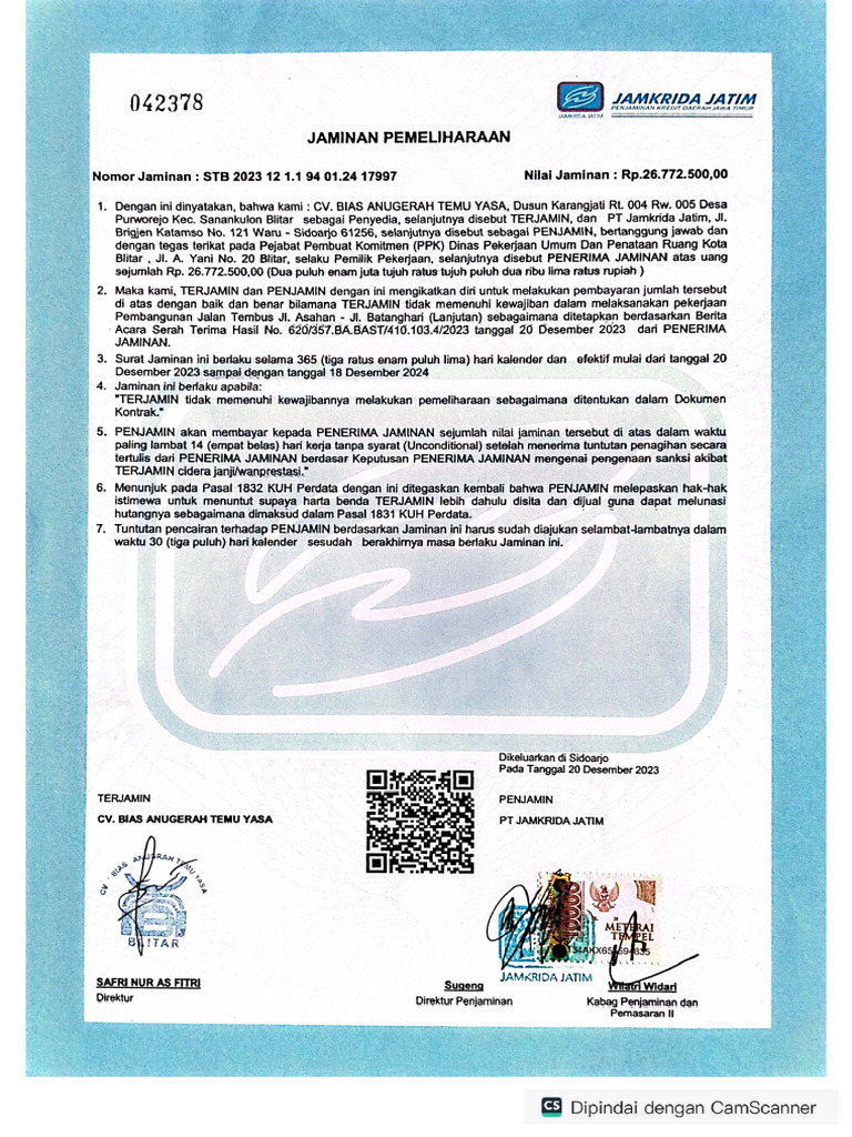 Jaminan Pemeliharaan | PDF