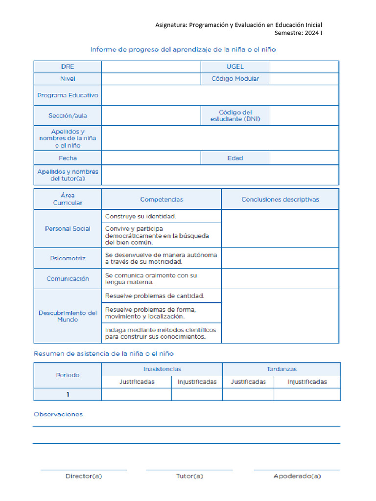 Informes de Progreso - Ciclo I y II | PDF | Educación primaria | Evaluación
