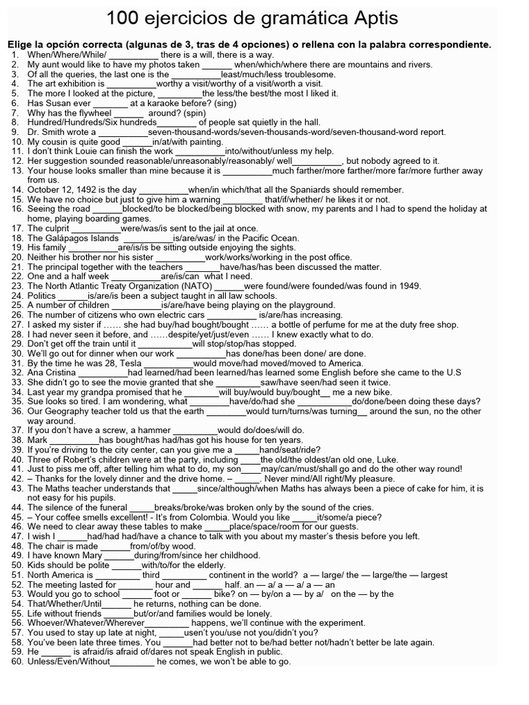 APTIS - GRAMMAR PRACTICE | PDF | Climate Change | Earth Sciences