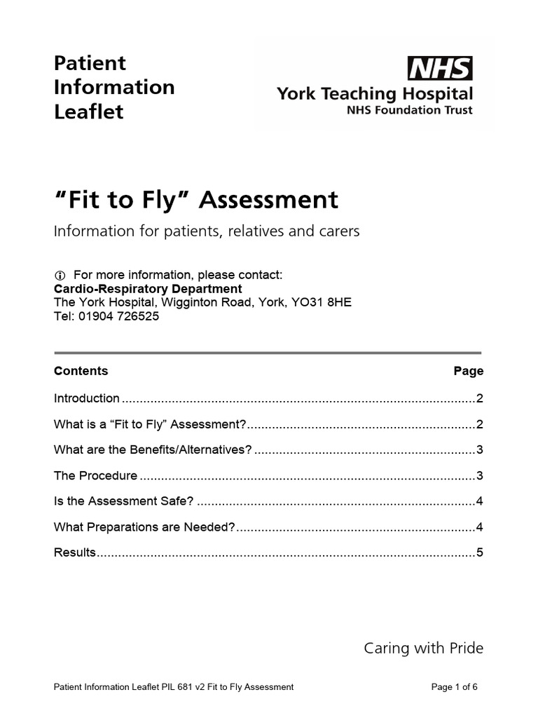 PI681 Fit To Fly Assessment v2 | PDF | Patient | Breathing
