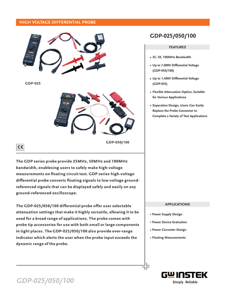 High Voltage Differential Probe: Features | PDF | Power Supply | Telecommunications Engineering