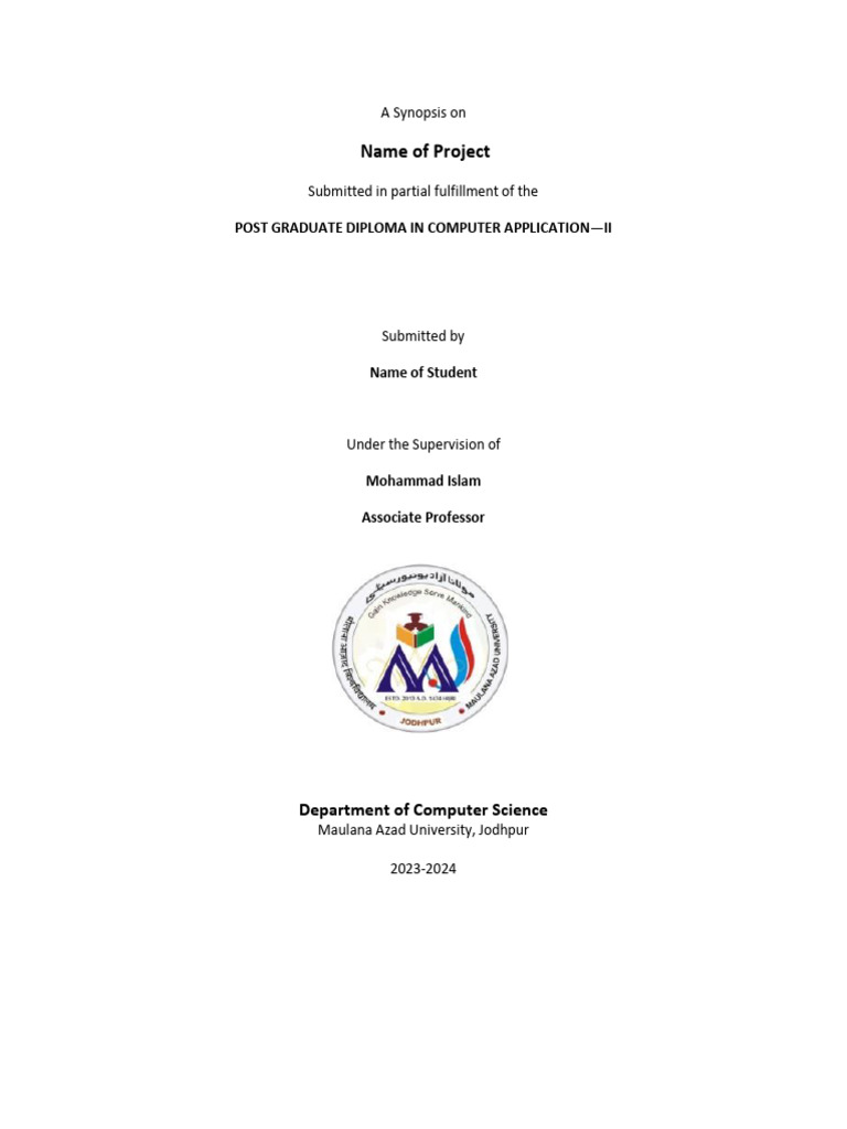 Project Synopsis PGDCA | PDF | Computer Science | Science