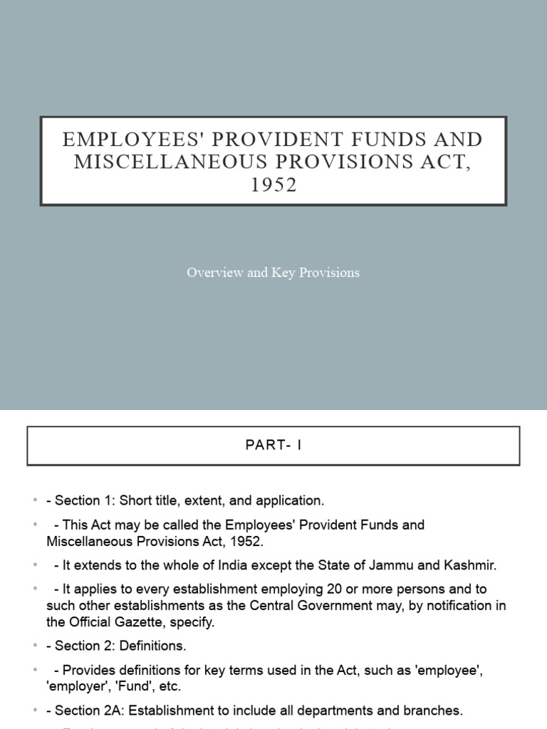 EPF Act 1952 Presentation Updated | PDF | Board Of Directors | Employment