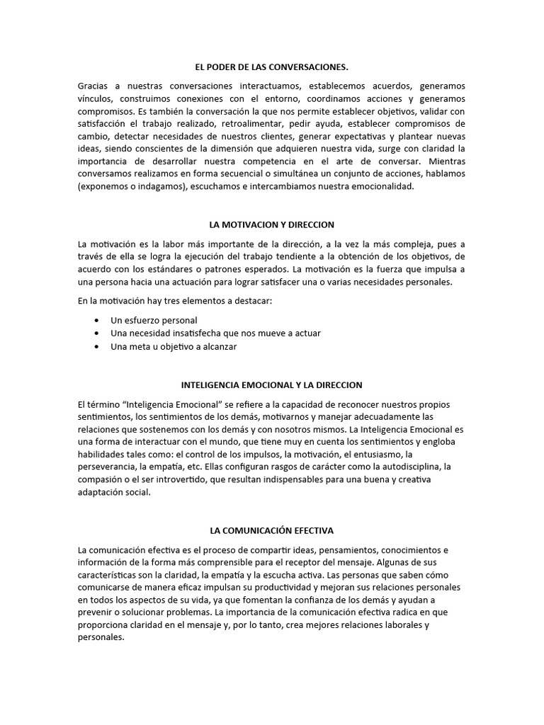 El Poder de Las Conversaciones | PDF | Motivacional | Motivación