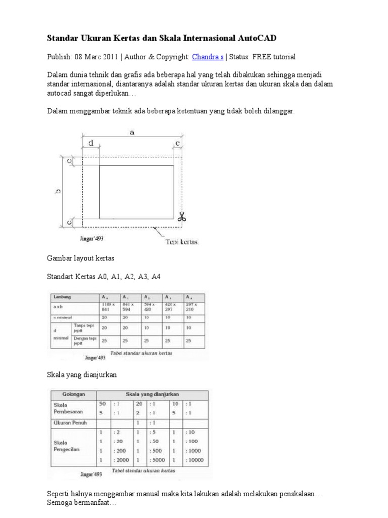 Standar Kertas & Skala AutoCAD | PDF
