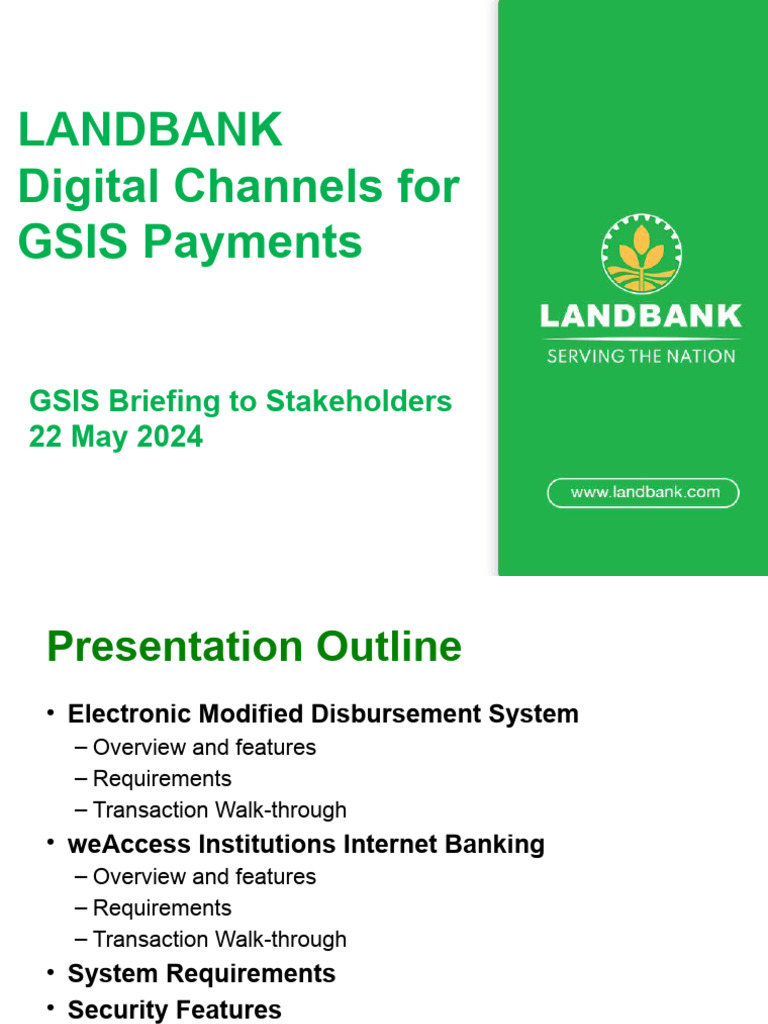 GSIS Payments via LANDBANK eMDS | PDF | Cheque | Debit Card