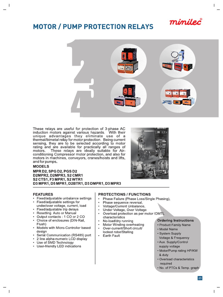 Motor Pump Protection Relays | PDF