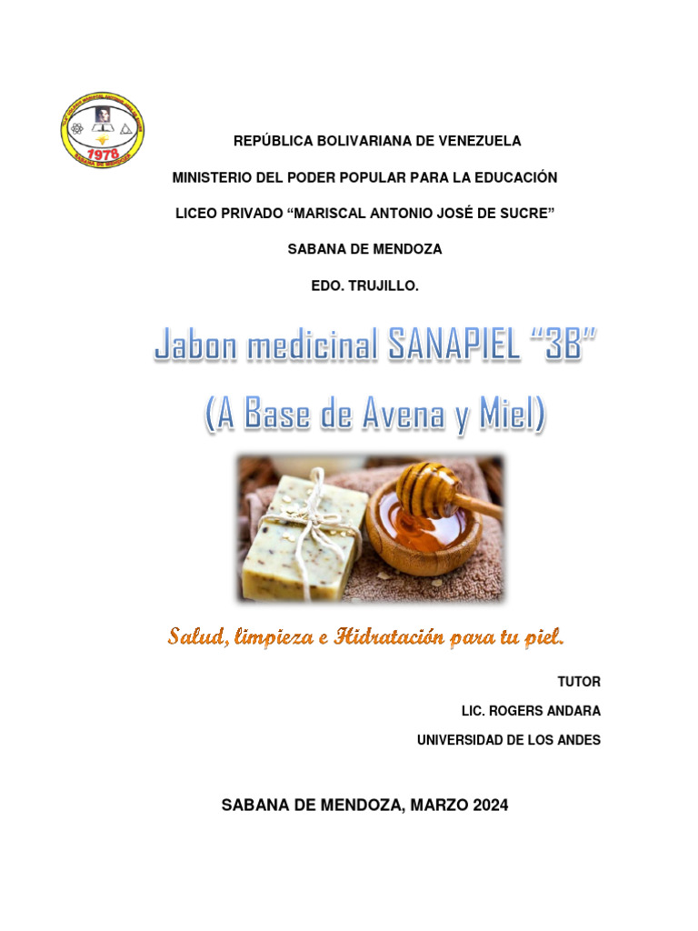 Jabón Medicinal de Avena y Miel 3B | PDF | Agua | Miel