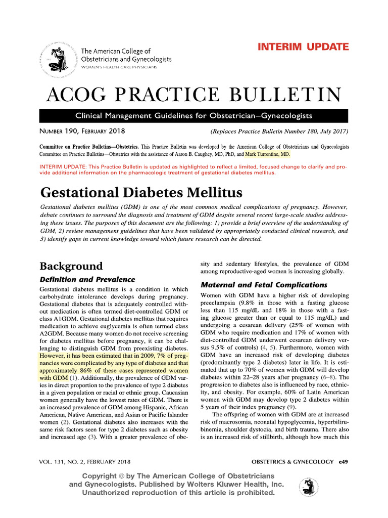 Acog GDM 2018 | PDF