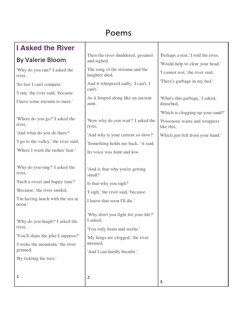 I Asked The River | PDF | Poetry