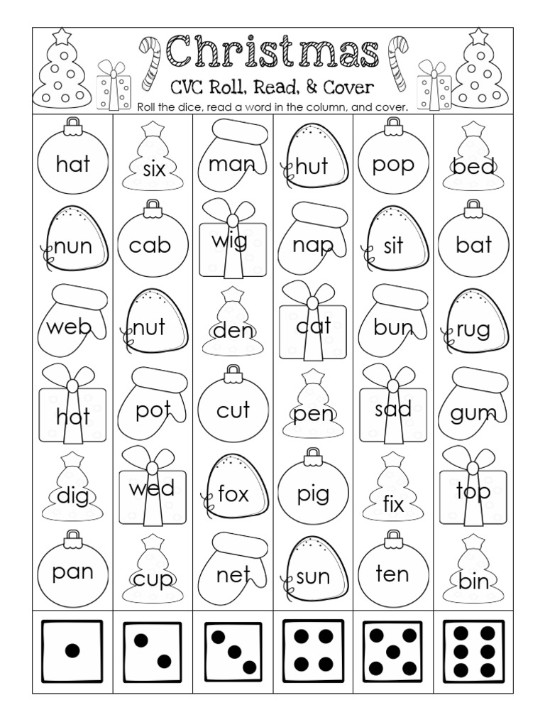 Christmas CVC Roll Read and Cover | PDF