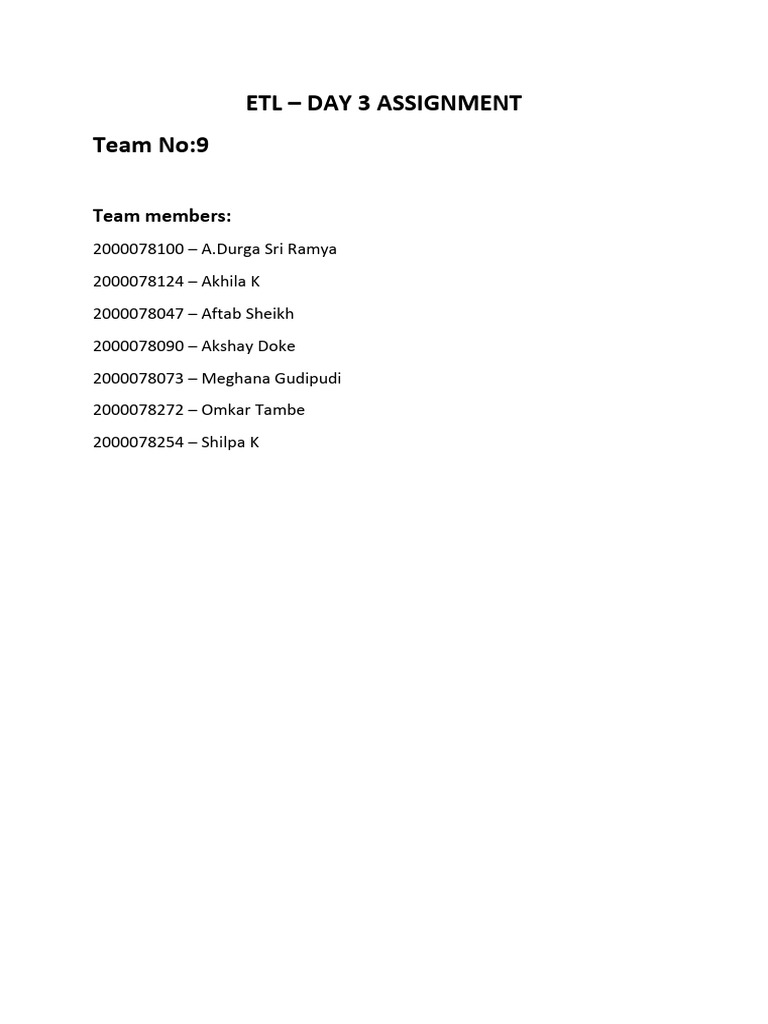 ETL Day3 Assignment | PDF | Information Technology | Databases