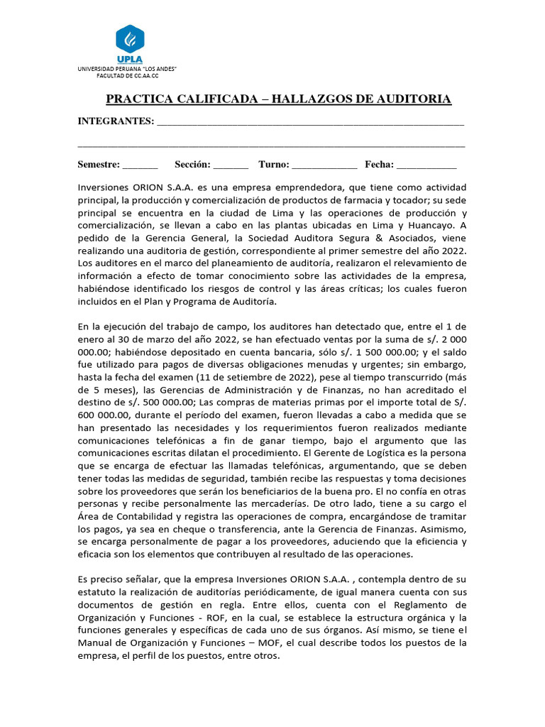 Práctica Hallazgo | PDF | Auditoría | Business