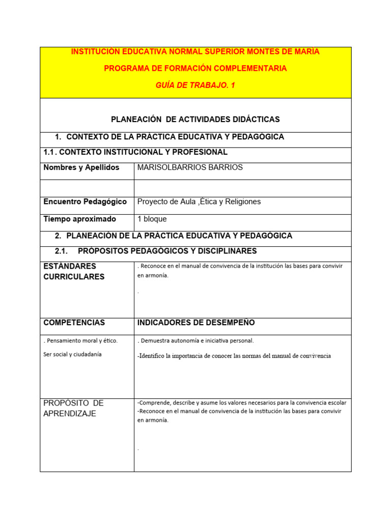 Guis Ejemplo | PDF | Pedagogía | Institución
