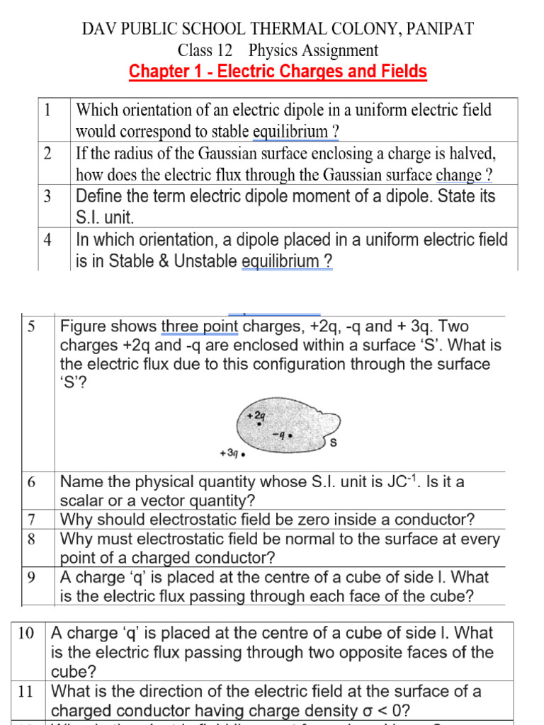 Assignment - Electric Charges and Field | PDF