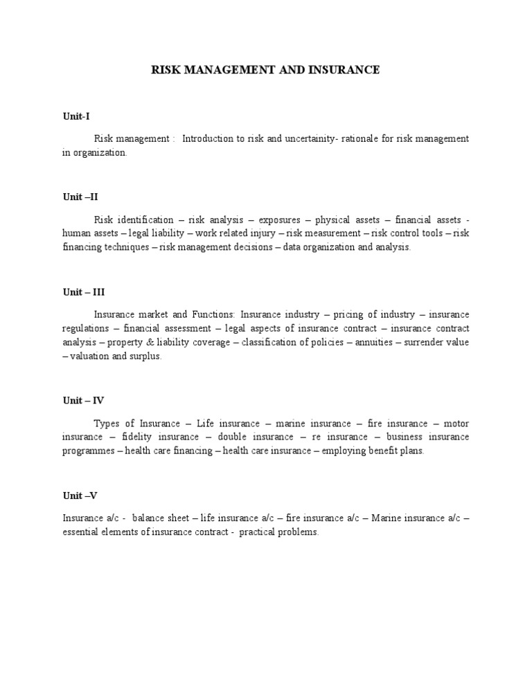 Introduction to Risk Management Concepts | PDF | Insurance | Risk ...