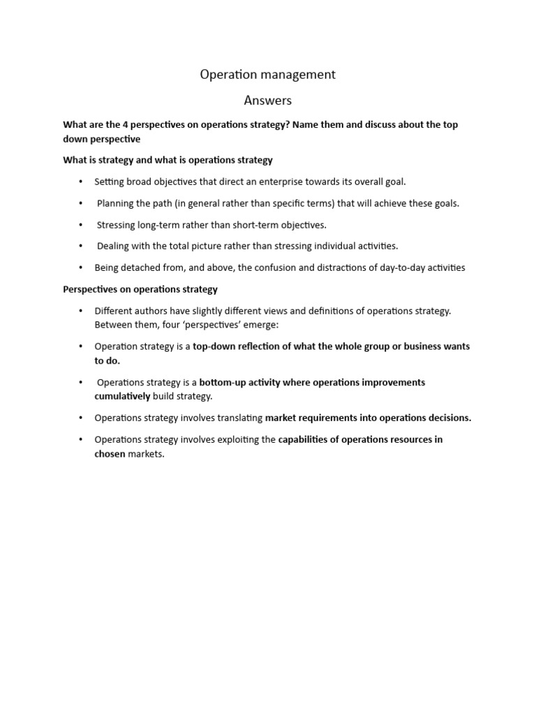 Operation Management | PDF | Forecasting | Strategic Management
