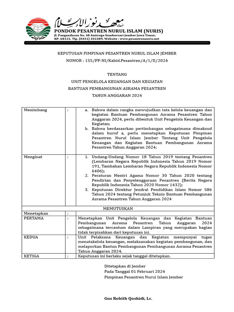 Format Penetapan Upk2b | PDF