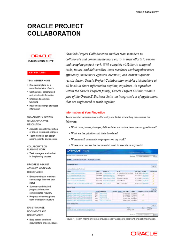 Oracle Project Collaboration Datasheet | PDF | Oracle Corporation | Information