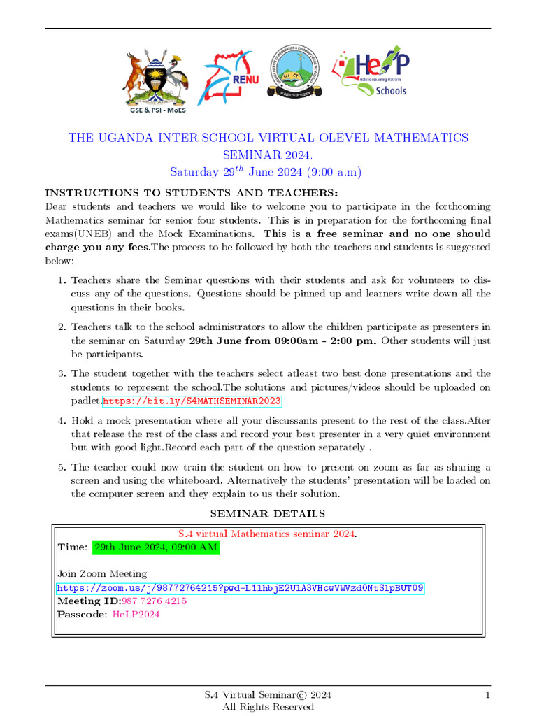 2024 Math Seminar | PDF | Cakes | Geometry