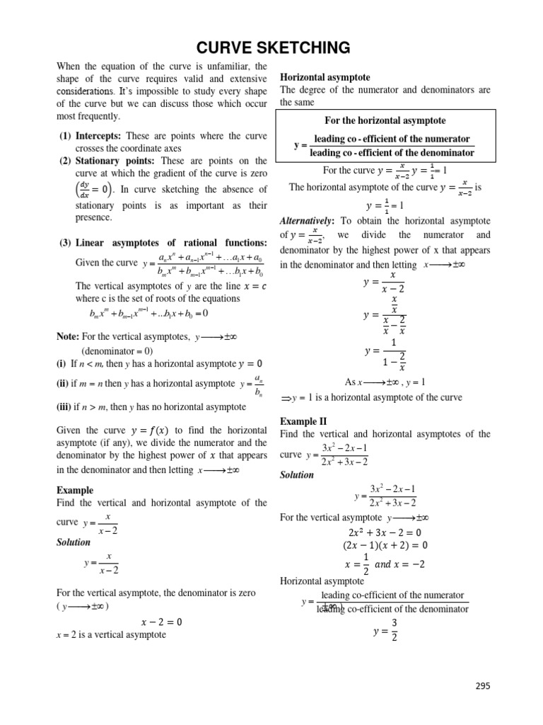Curve Sketching | PDF | Asymptote | Mathematical Objects Curve Sketching | PDF | Asymptote | Mathematical Objects