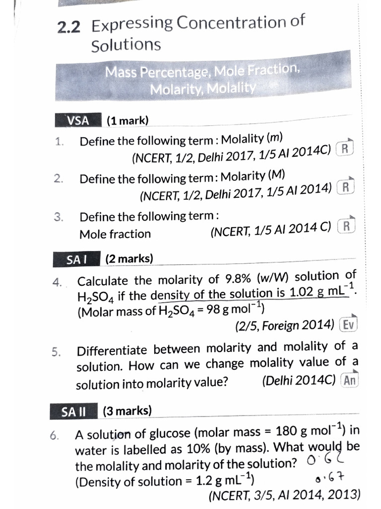 Raoult's Law and Solution Concentrations | PDF | Molar Concentration | Atmosphere