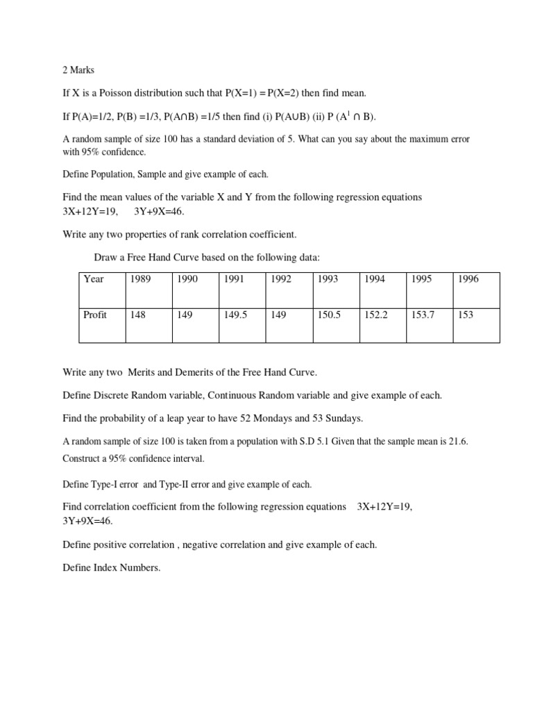 QM - Endsem Important Questions | PDF | Standard Deviation | Regression Analysis