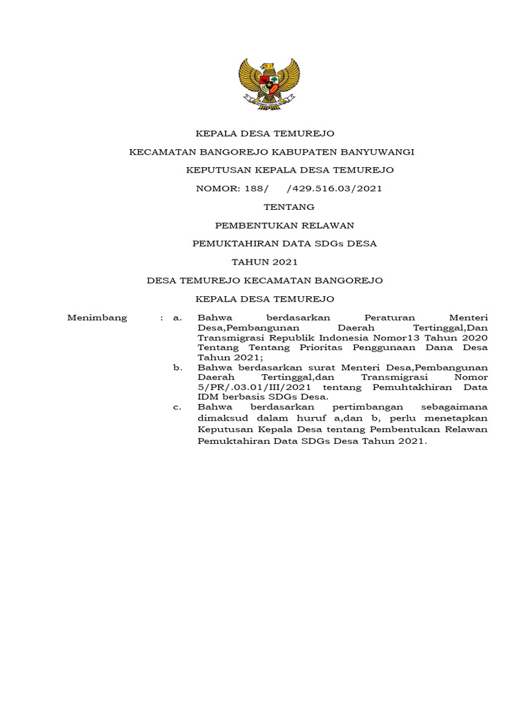 SK TIM PEMUTAKHIRAN SDGS New | PDF