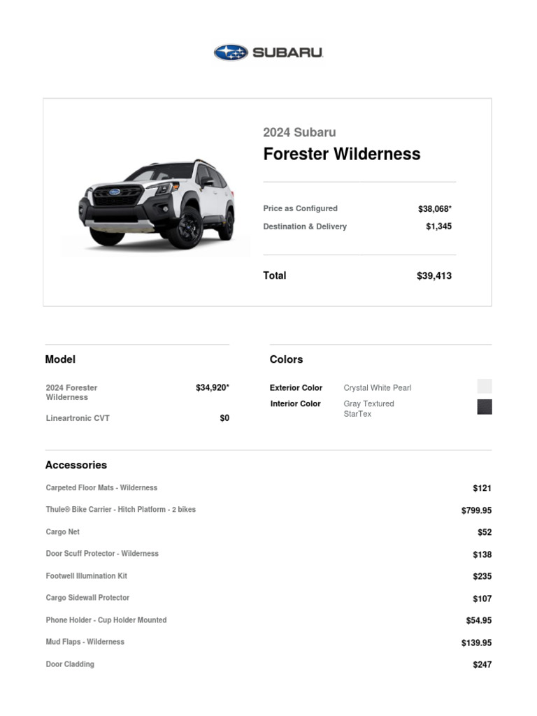 Subaru Forester Wilderness BuildAndPrice | PDF