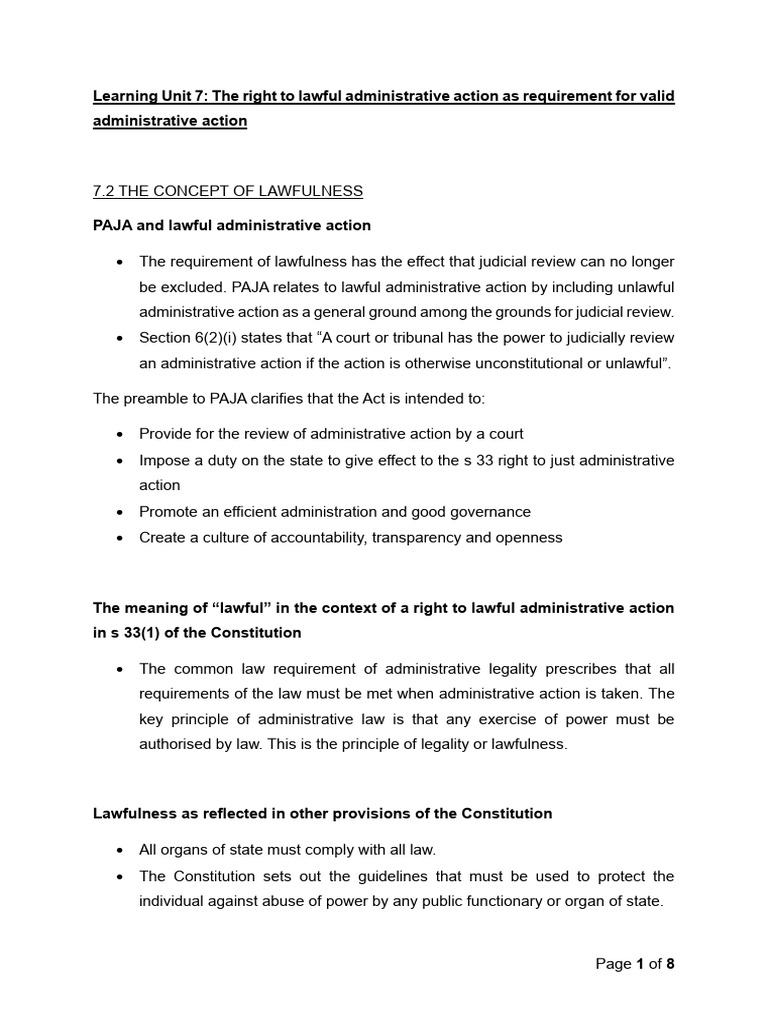 Lawful Administrative Action Explained | PDF | Judicial Review ...