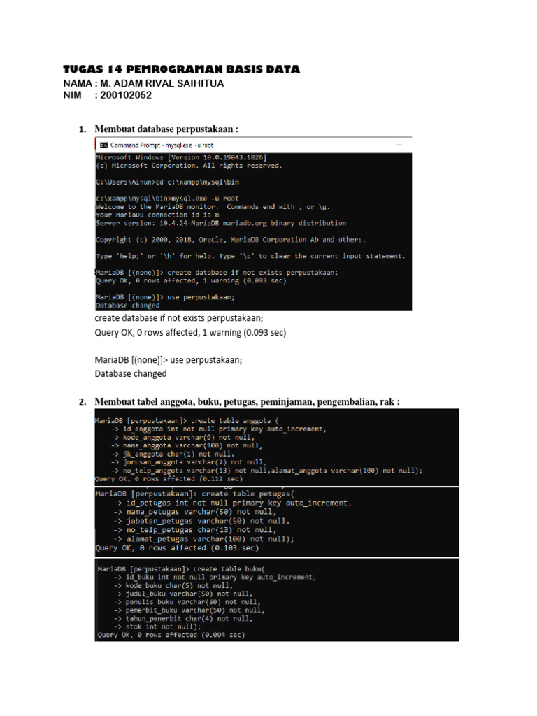 Tugas 14 Pemrograman Basis Data (M Adam Rival) | PDF | Komputer