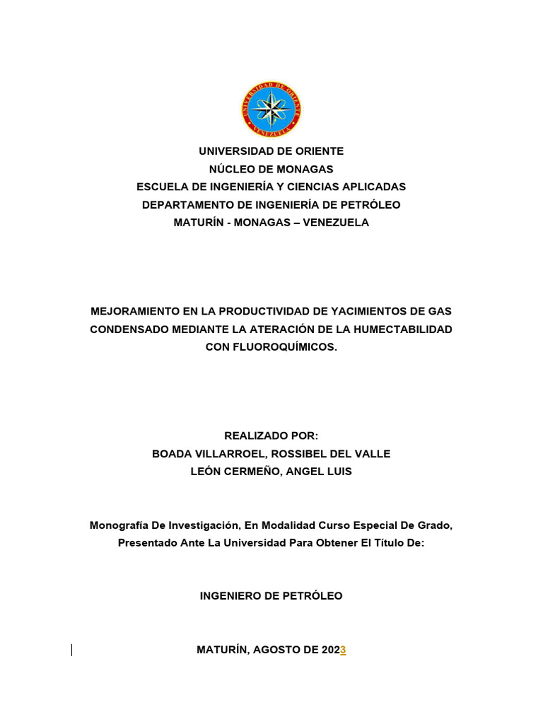 Boada Rossibel - León Angel | PDF | Depósito de petróleo | Enlace químico