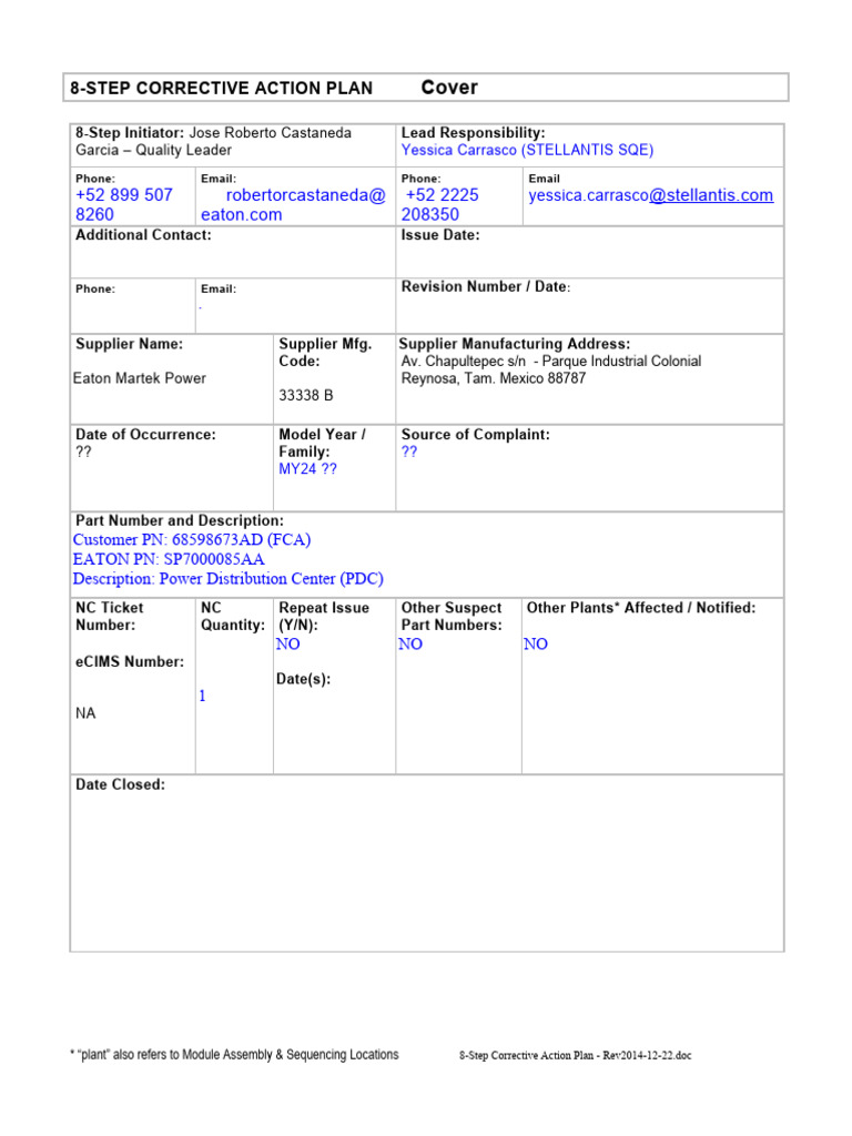 8D Machote | PDF | Quality | Systems Engineering