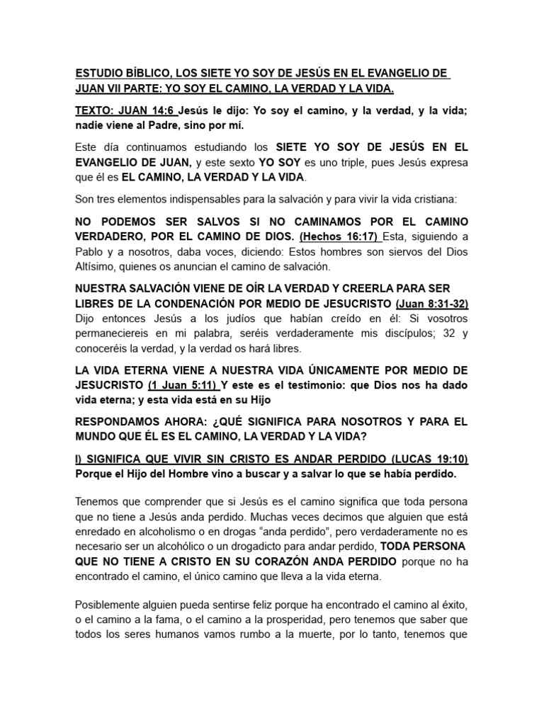 Estudio Biblico Los Siete Yo Soy de Jesus en El Evangelio de Juan Vii ...