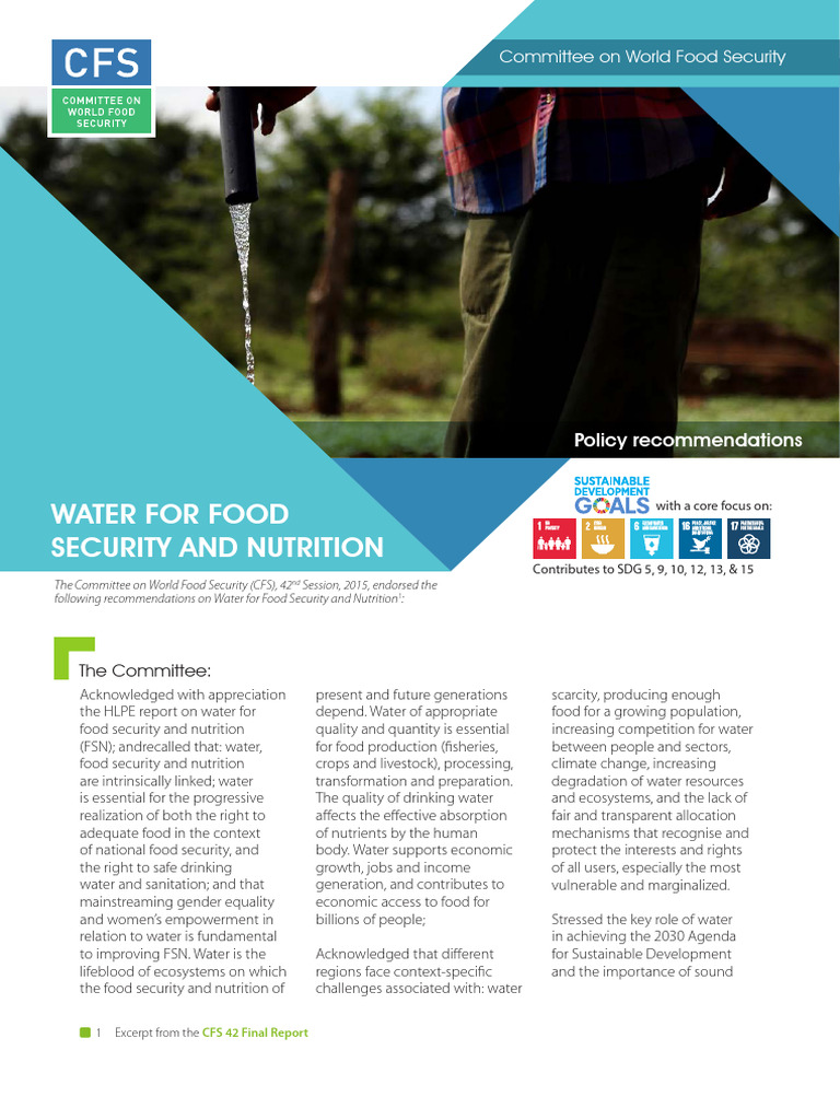 Water For Food Security and Nutrition | PDF | Food Security | Water