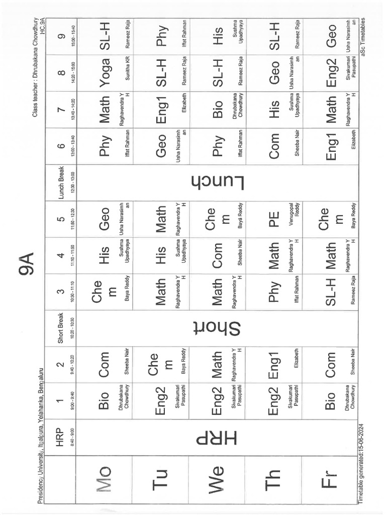 Grade_9_Class_Timetables | PDF