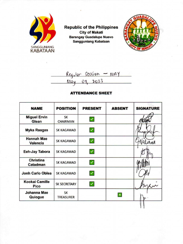 Attendance Regular Session May 2023 | PDF