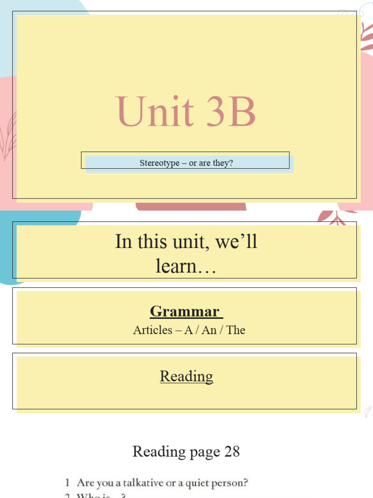 Unit 3B (2) | PDF | Noun | Plural