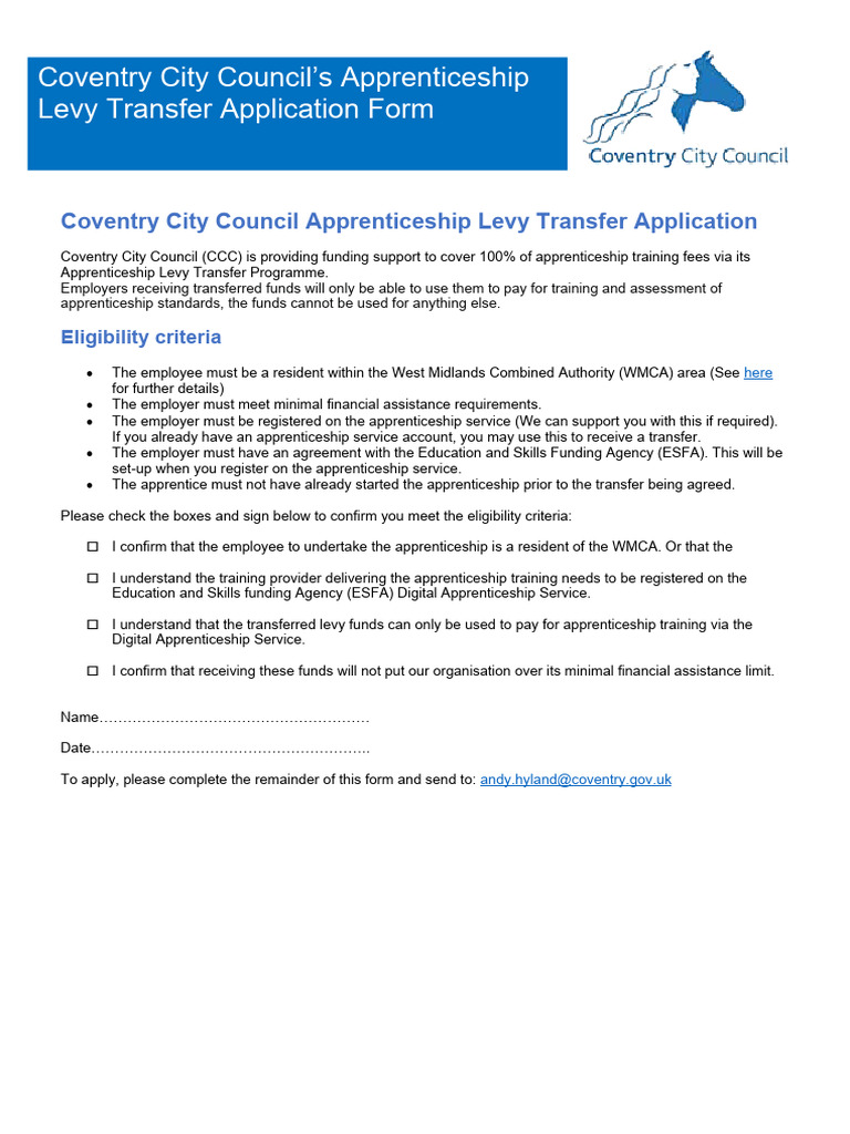 Coventry_City_Council_Levy_Transfer_Application_Form (1) | Download ...