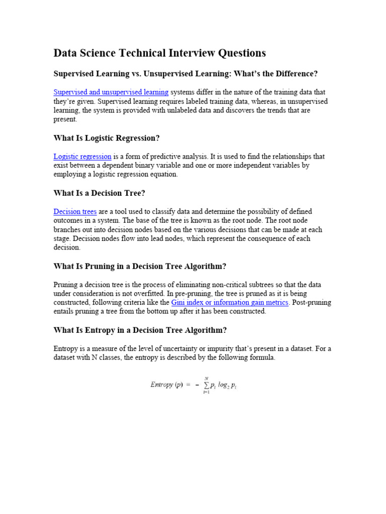 Data Science Technical Interview Questions | PDF | Regression Analysis | Machine Learning