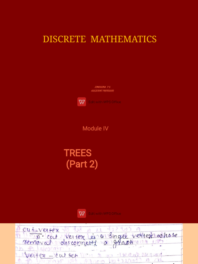 Discrete Mathematics: Jemsheena P S Assistant Professor | PDF | Vertex (Graph Theory) | Discrete ...
